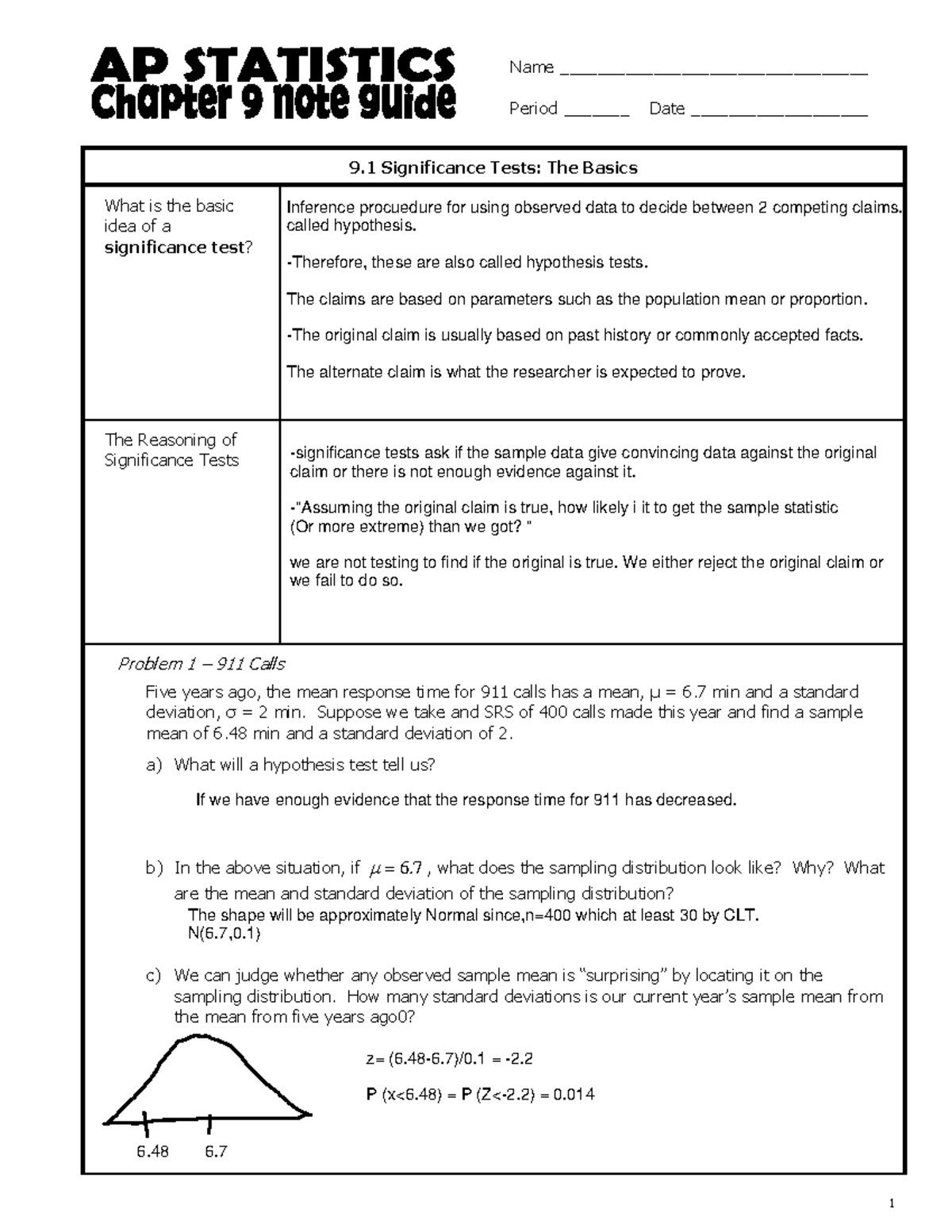 APS - Guided Notes Chapter 9 - Name ...