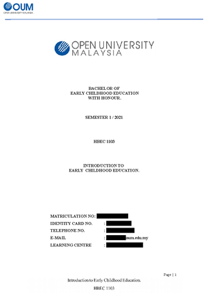 RPH 24 2022 - contoh RPH - Introduction early childhood - OUM - Studocu