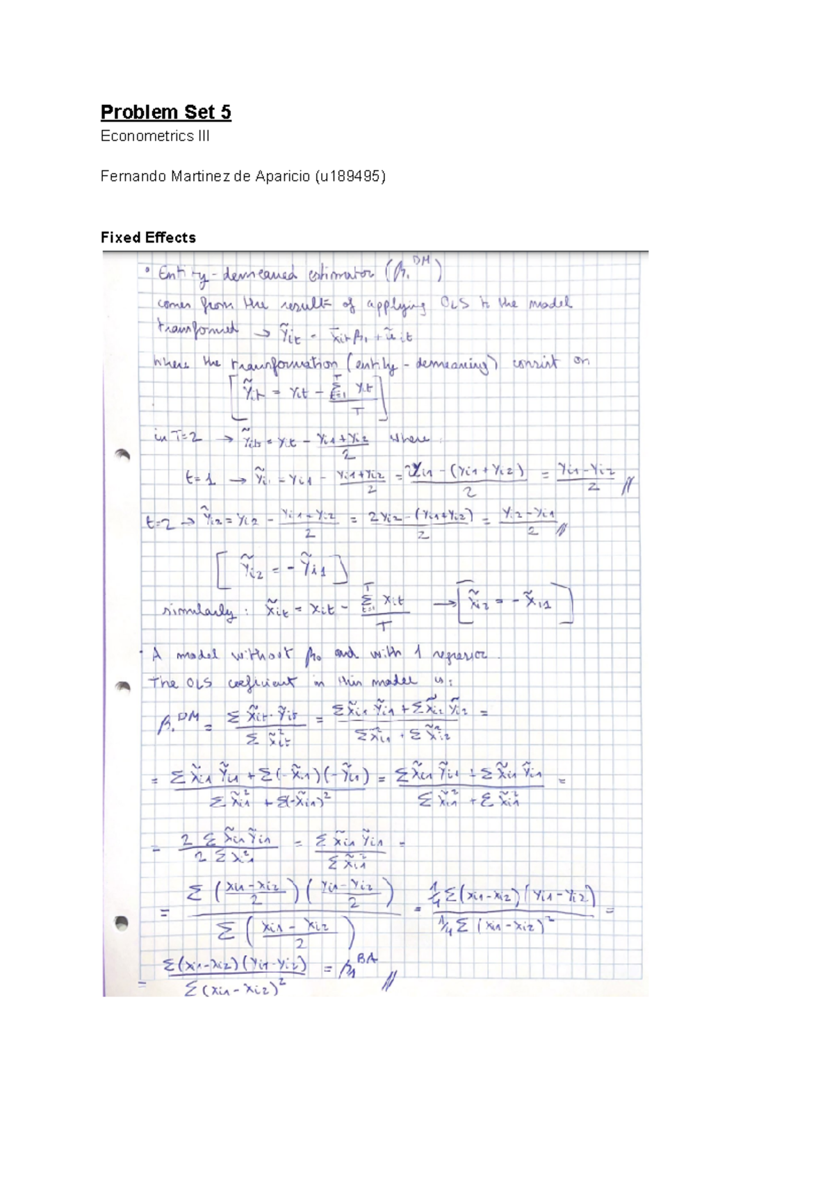problem set 5 econometria III - Problem Set 5 Econometrics III Fernando Martinez de Aparicio ...
