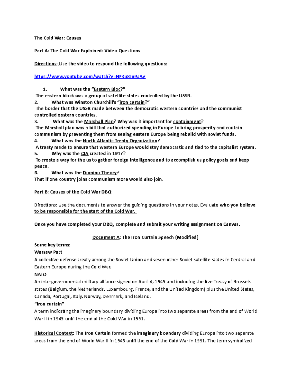 World History 2: Cold War Causes Documents (1) completed (2) - The Cold ...