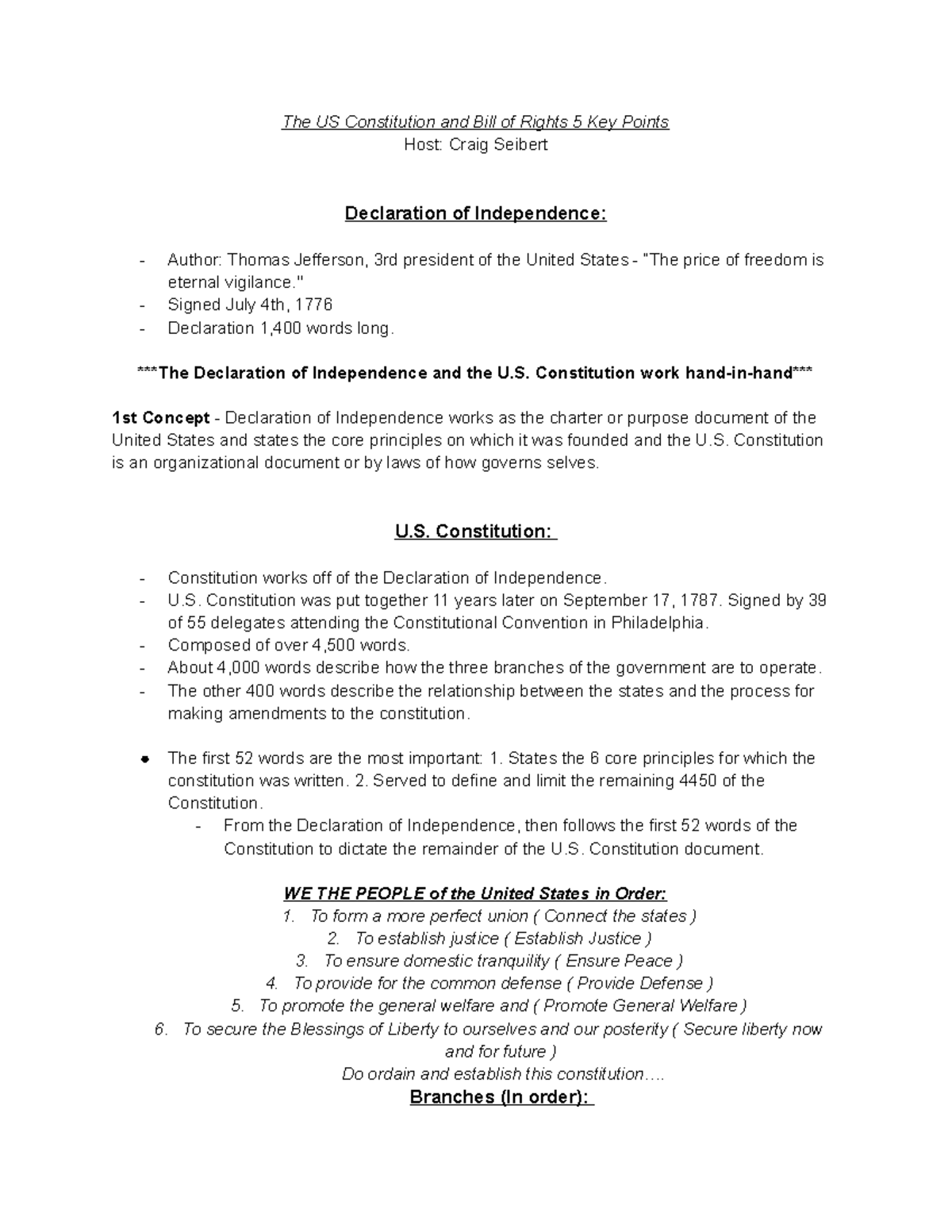 Constitution and Bill of Rights Videos and Quiz Notes - The US ...