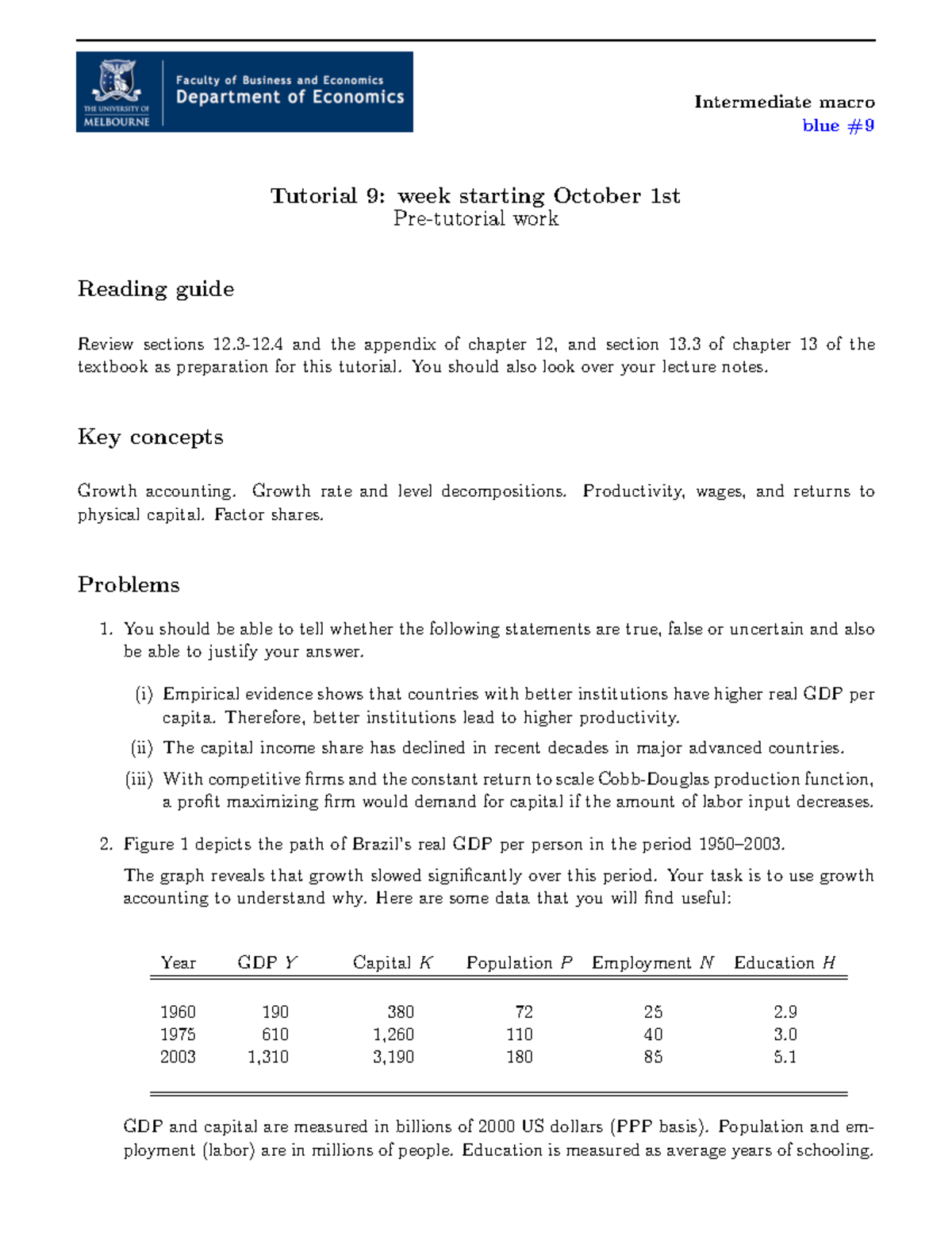 Blue9 - Week 10 tute work - Intermediate macro blue #9 Tutorial 9: week starting October 1st ...