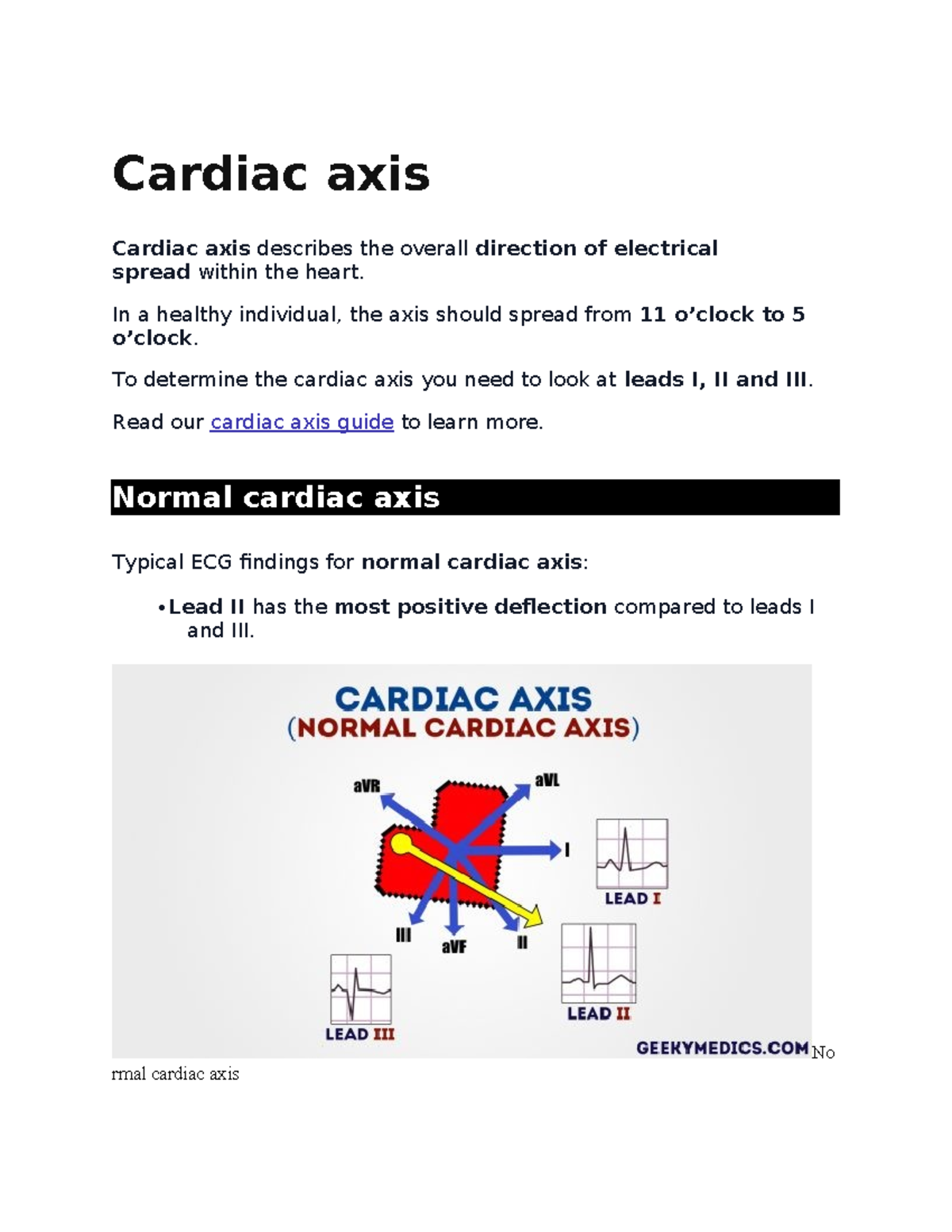 Cardiac axis - Cardiac axis Cardiac axis describes the overall ...
