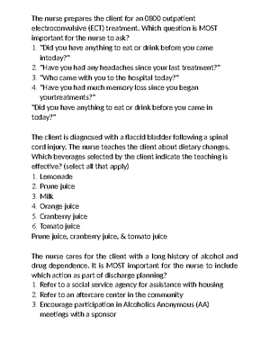 FILE 0077 - nclex - The nurse prepares the client for an 0800 ...