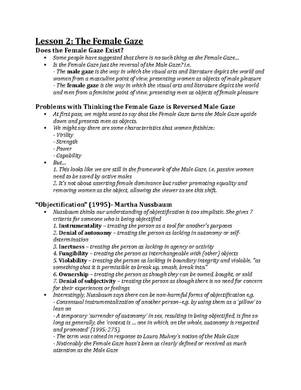Lecture 2: The Female Gaze - Lesson 2: The Female Gaze Does the Female ...