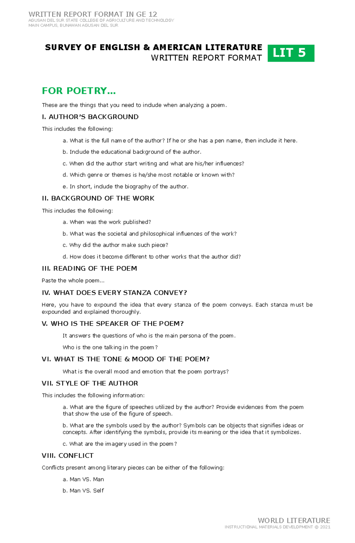 Written Report Format GE 12 - FOR POETRY... These are the things that ...