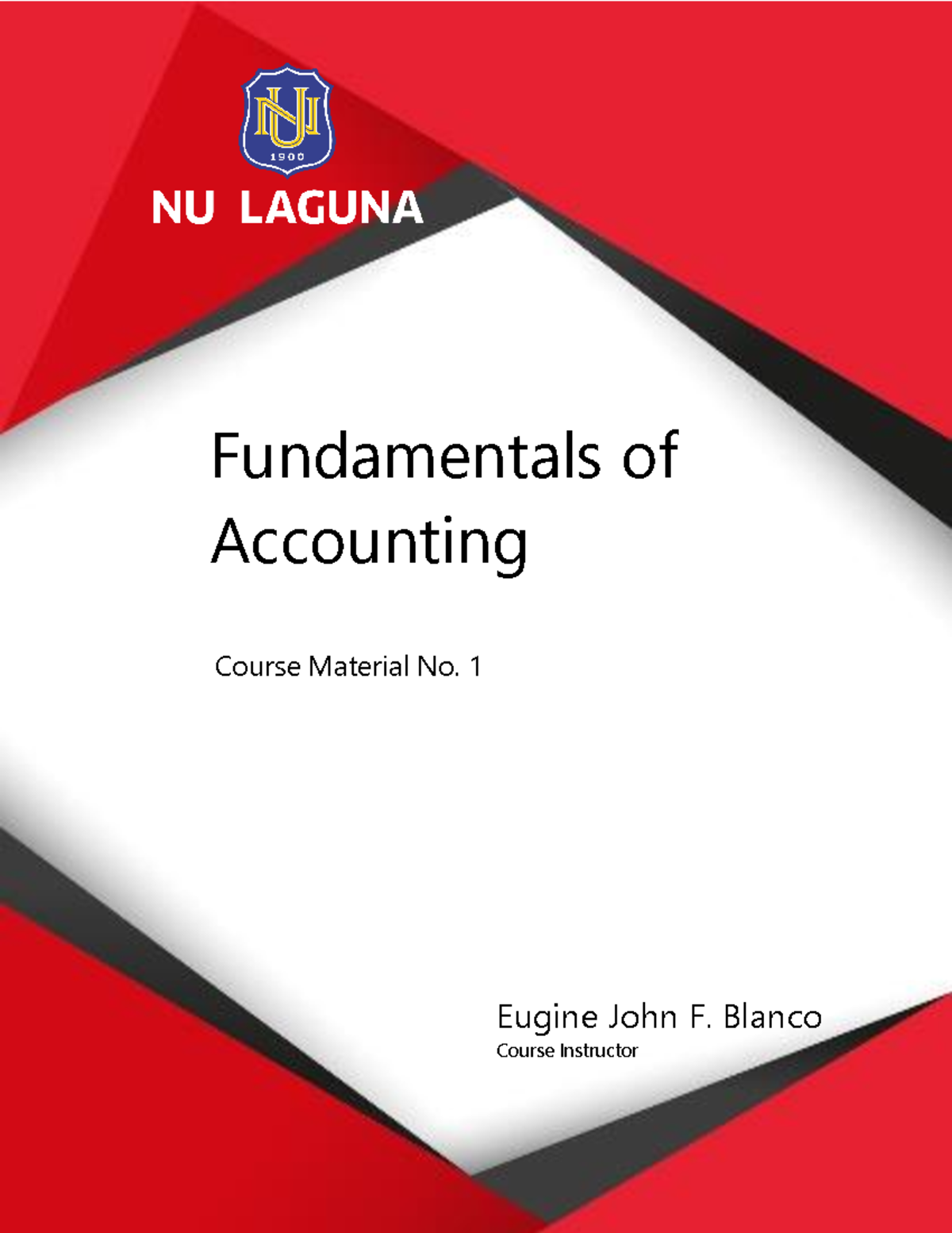 CM1 Introduction to Accounting - Fundamentals of Accounting Eugine John ...