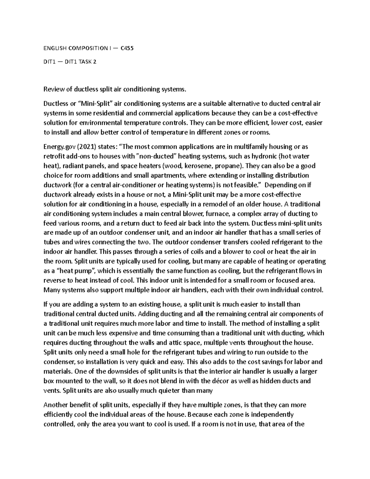 C455 English Composition Task 2 - ENGLISH COMPOSITION I — C DIT1 — DIT1 ...