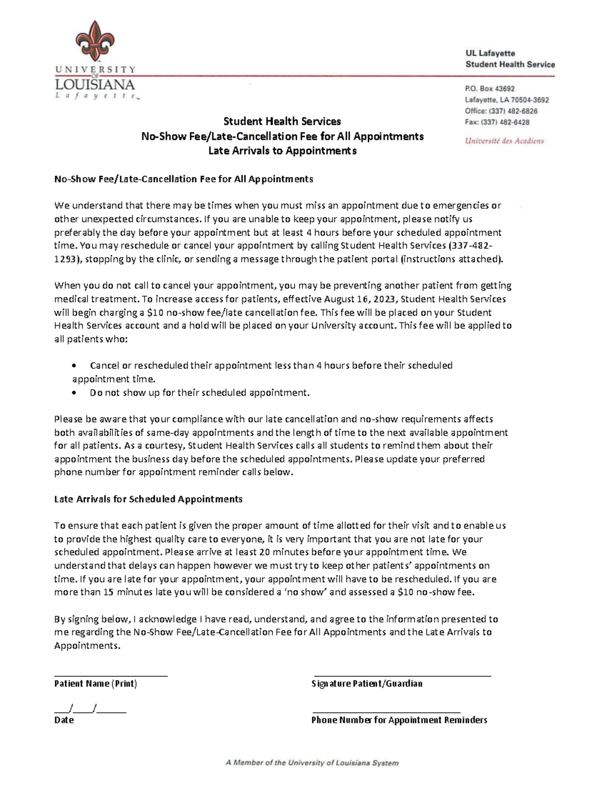 No-Show Late-Cancellation Late Arrivals (1) - Copy - Student Health ...