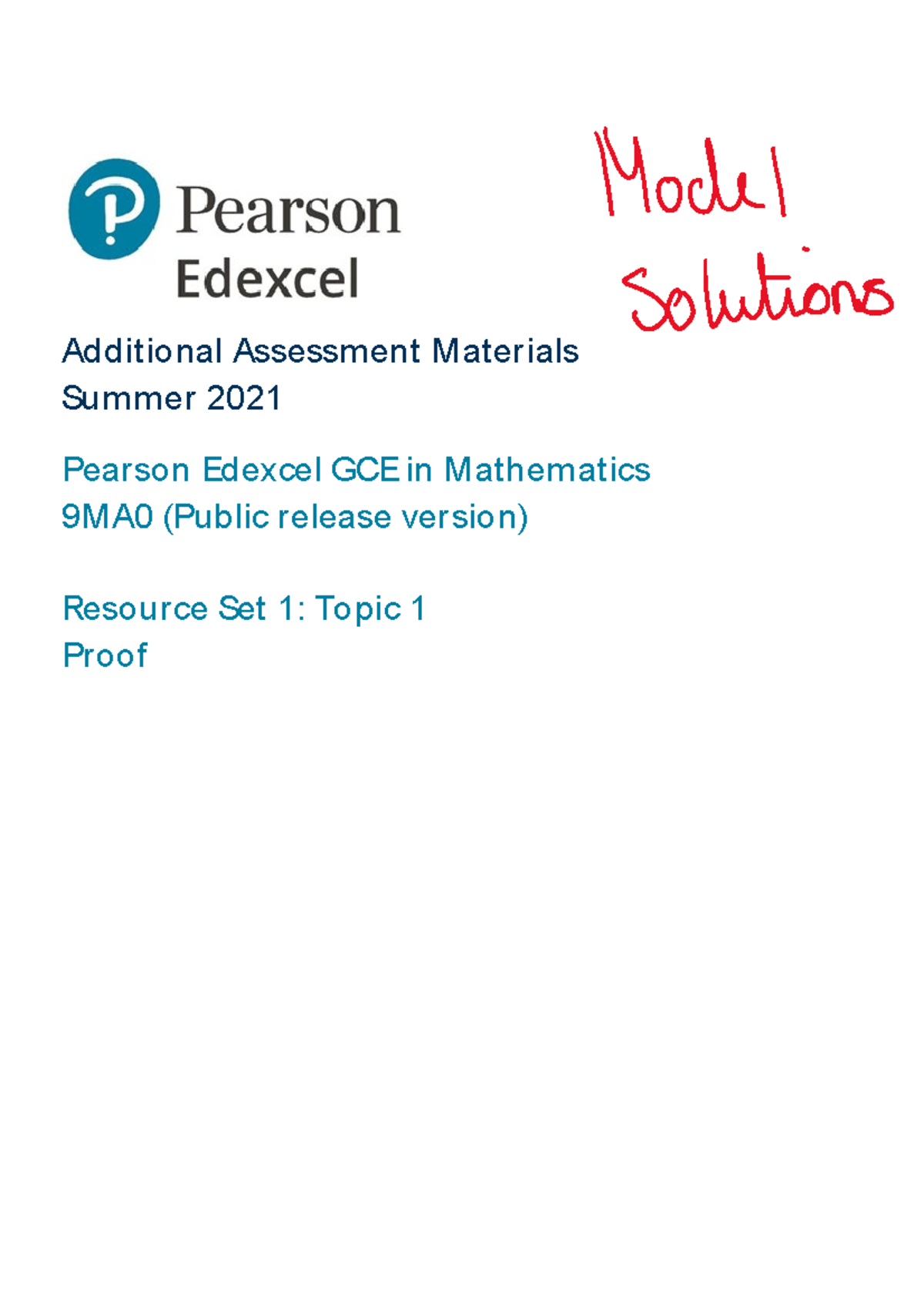 01. Proof MA - Additional Assessment Materials Summer 2021 Pearson ...
