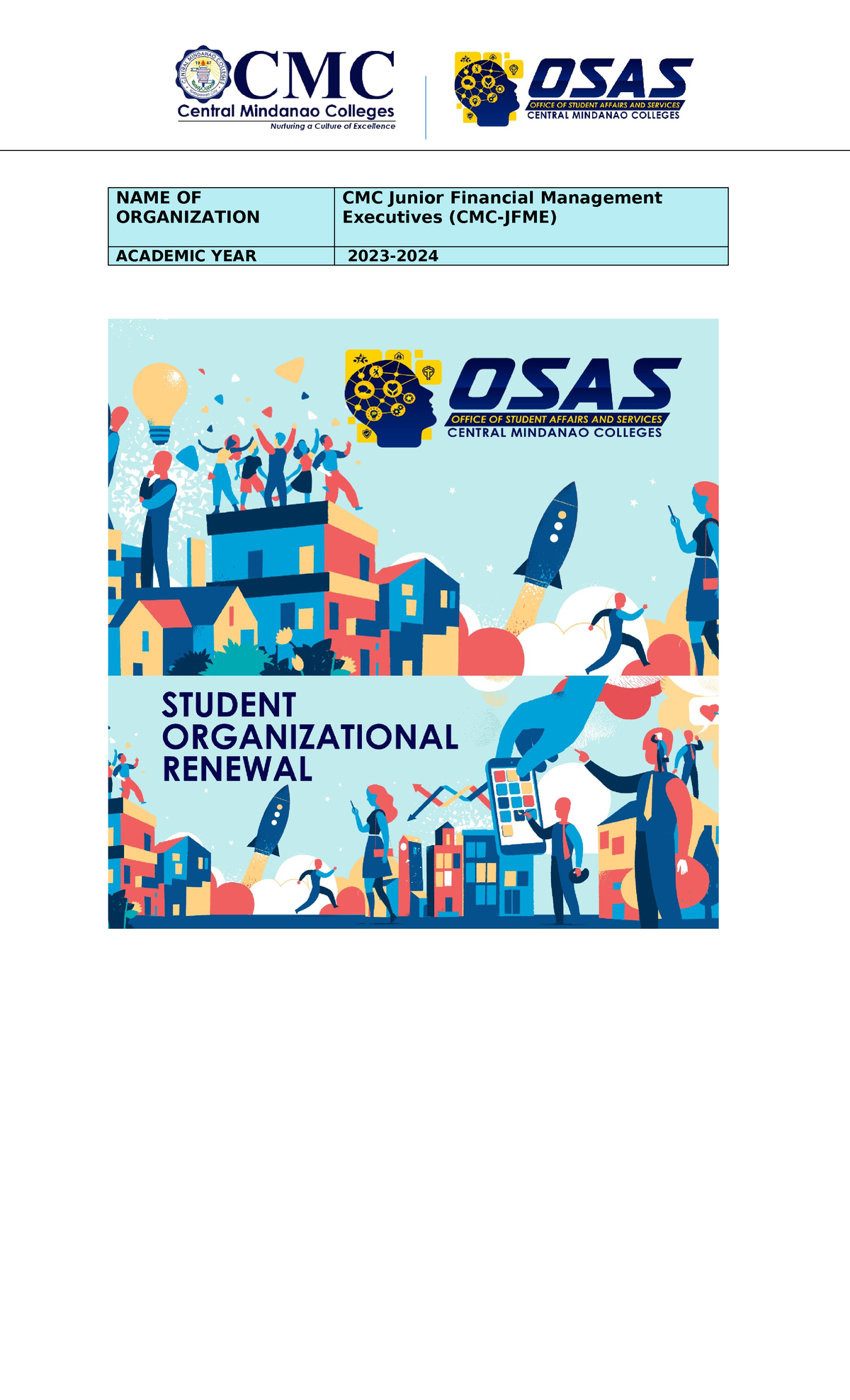 CMC ORG Renewal Academic YEAR 2023 2024 Final - ####### NAME OF ...