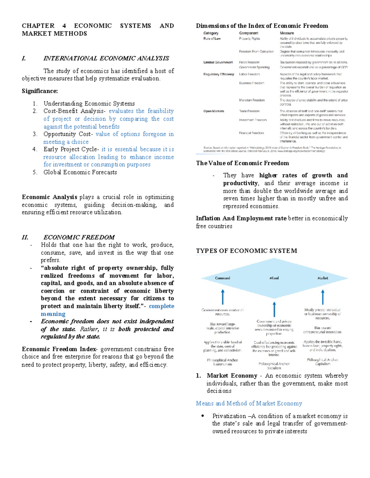 ECON 2nd TERM Reviewer - padayon - CHAPTER 4 ECONOMIC SYSTEMS AND ...