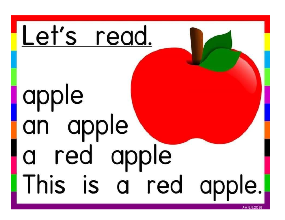 READ - READING REMEDIAL FOR GRADE 1 - read. apple an apple a red apple ...