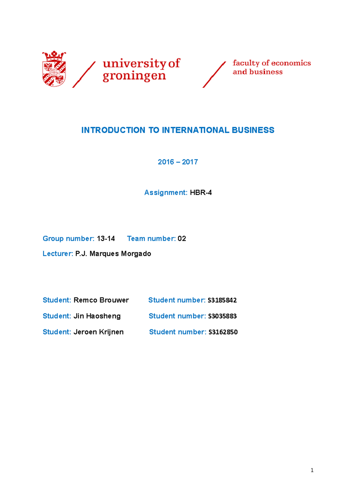 Intro to IB hbr 4 - INTRODUCTION TO INTERNATIONAL BUSINESS 2016 2017 ...