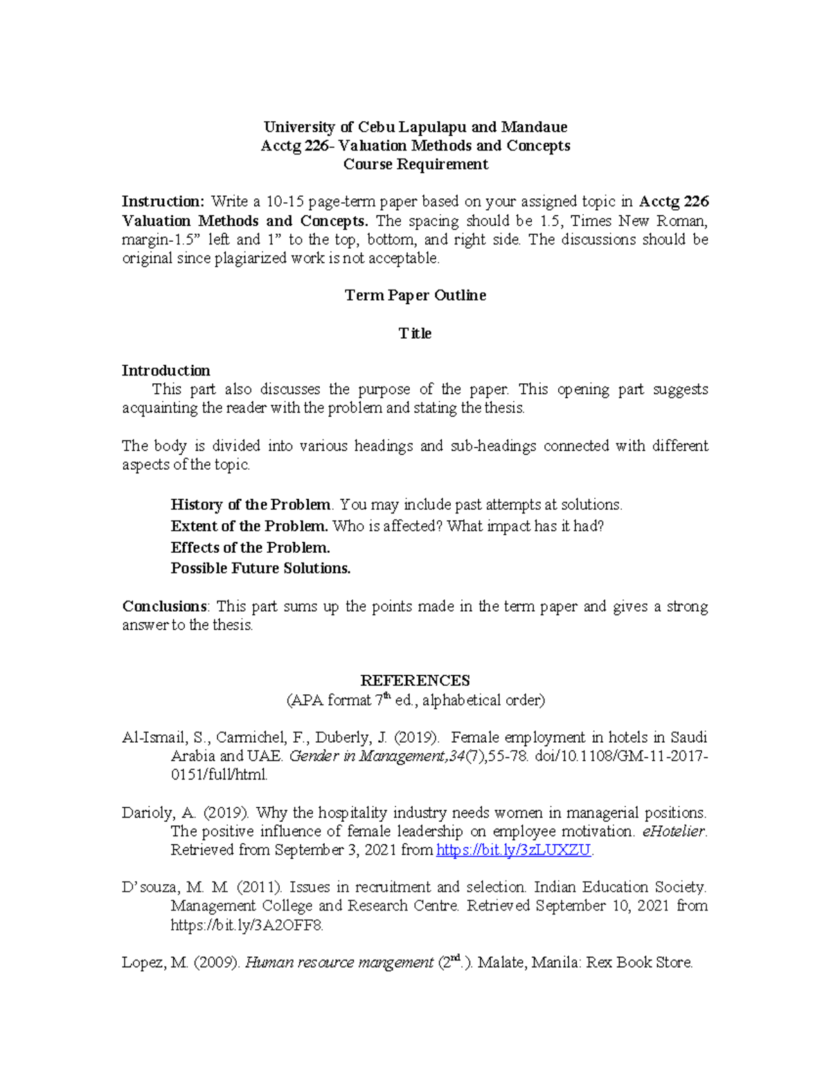 Acctg 226 Course Requirement Term Paper - University of Cebu Lapulapu and Mandaue Acctg 226 ...