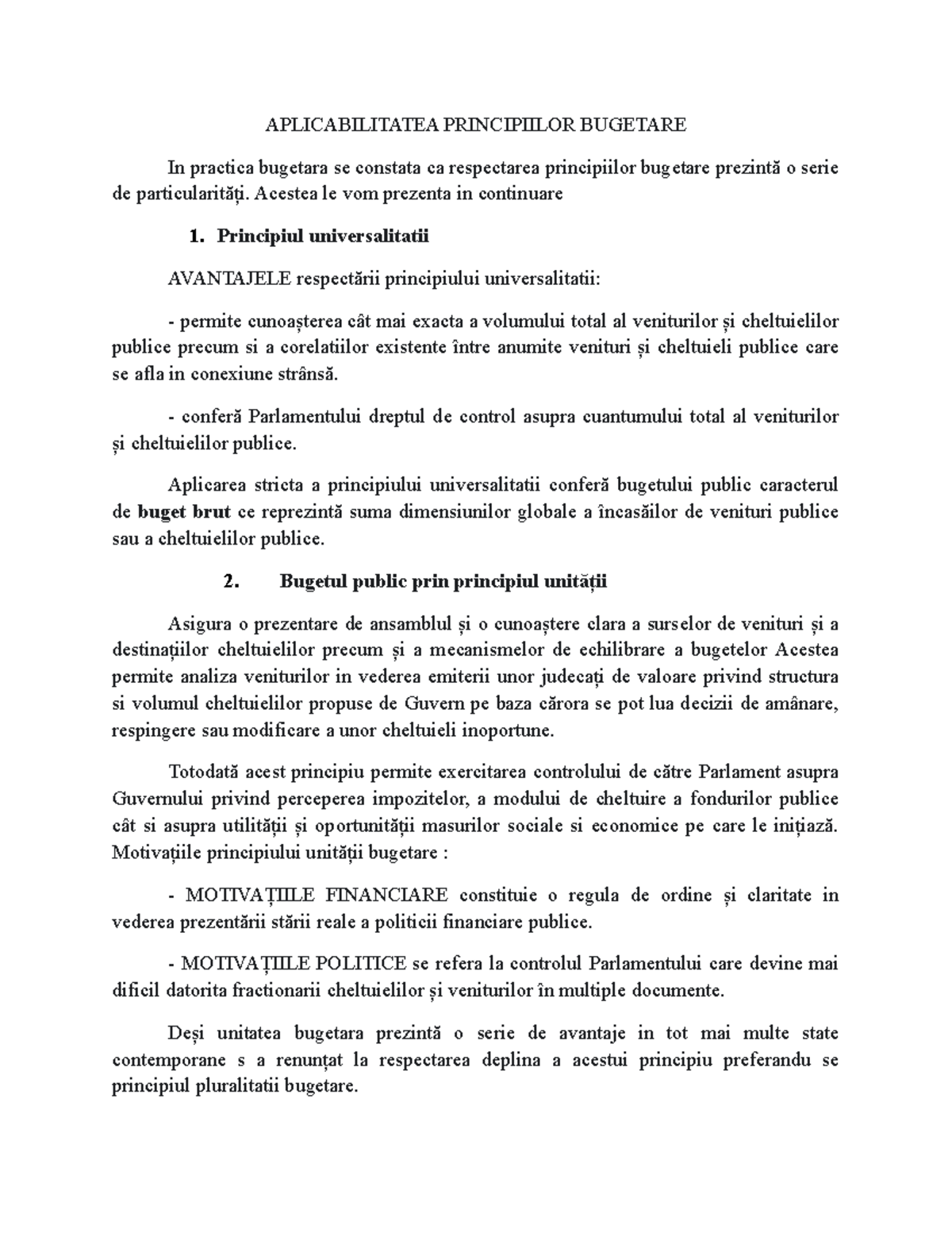C4 Buget - curs - APLICABILITATEA PRINCIPIILOR BUGETARE In practica ...