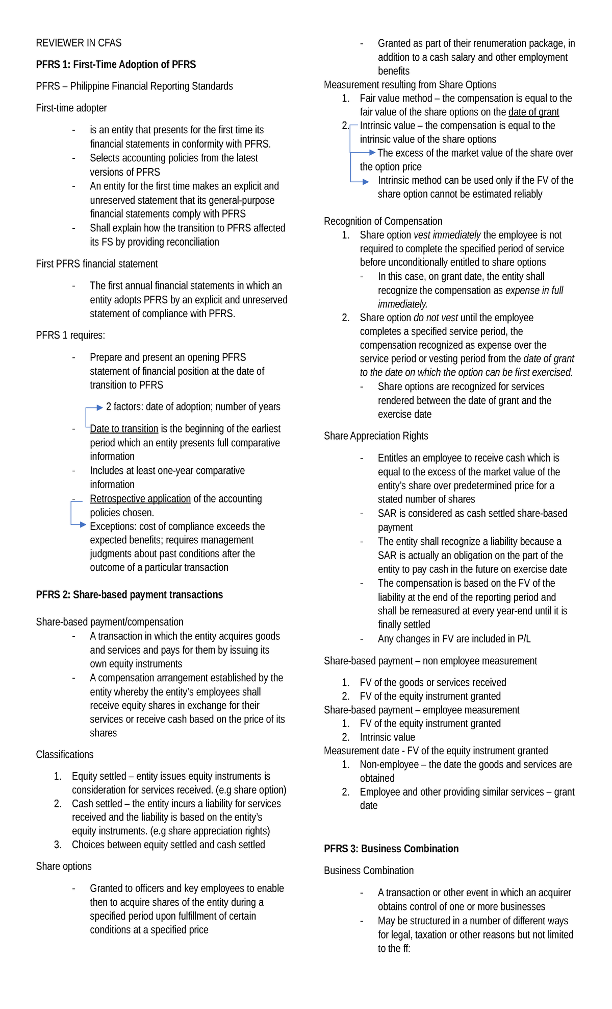 Reviewer-IN-CFAS - These are materials - REVIEWER IN CFAS PFRS 1: First ...