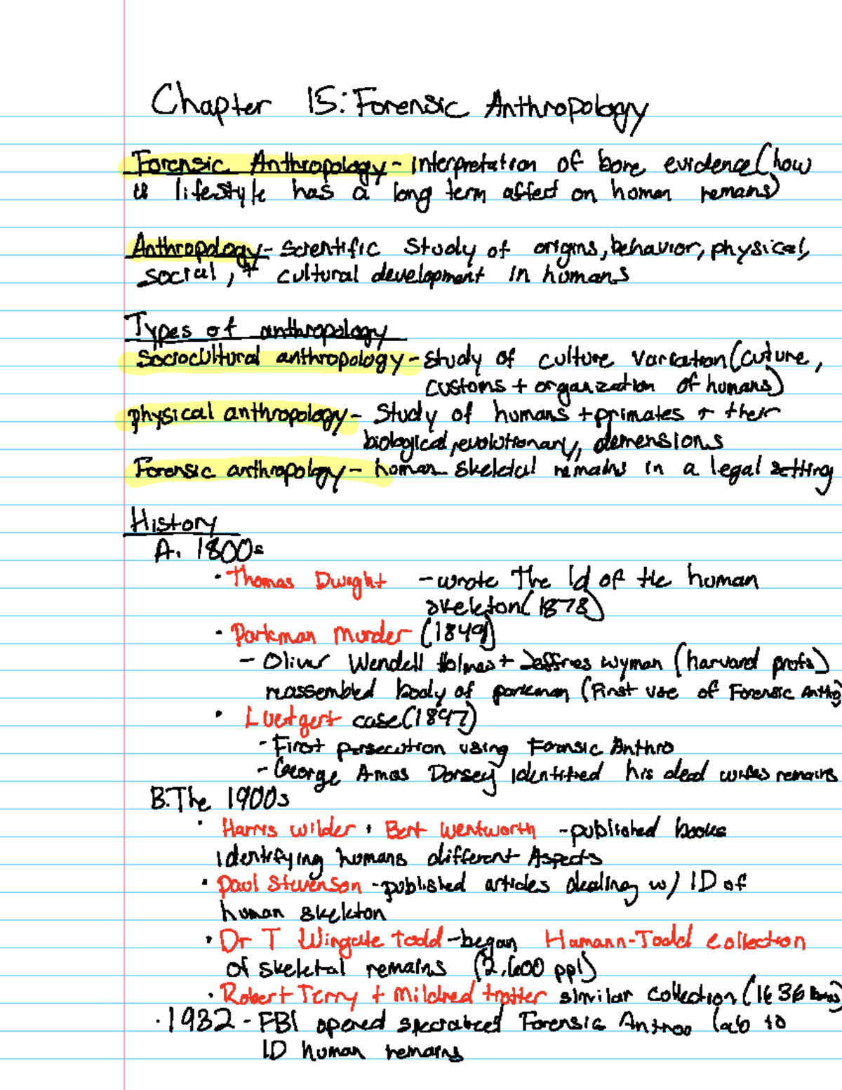 Chapter 15 Notes - Chapter 15 Forensic Anthropology Forensic ...