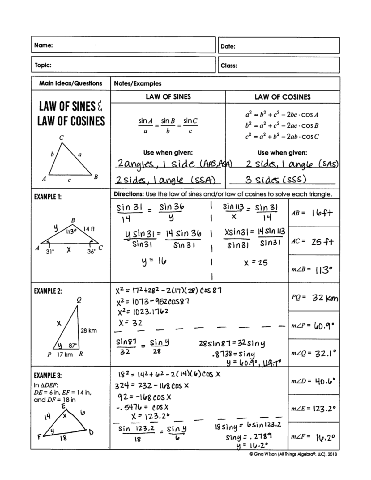 5.8 Area of Triangles using Sine and Cosine - Studocu