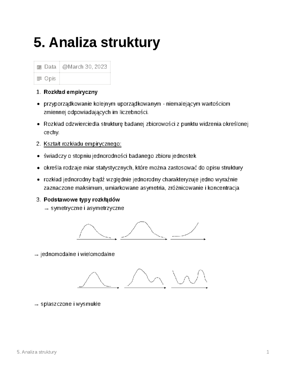 5. analiza struktury - notatki z wykładu prof dehnel - 5. Analiza struktury Data Opis Rozkład ...