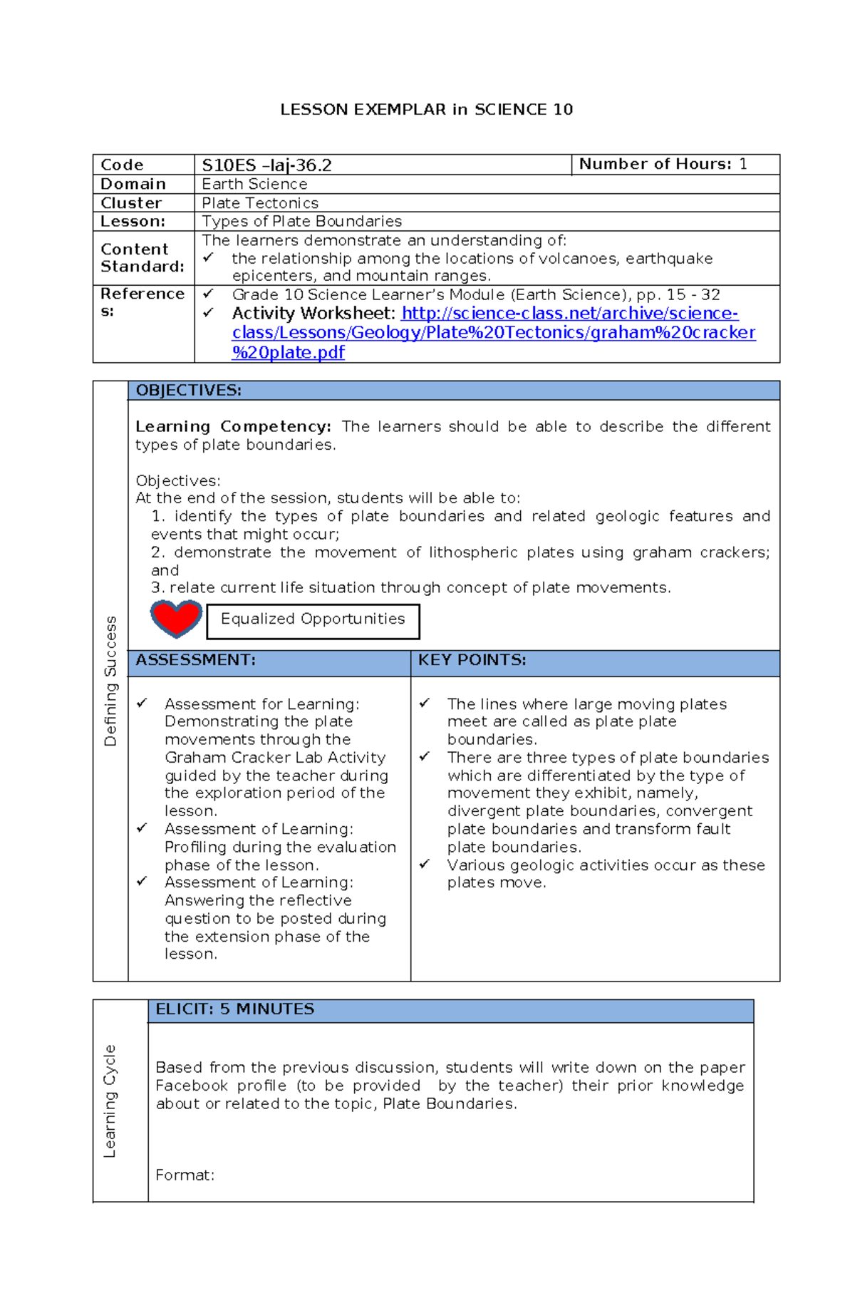 Pangasinan II - Lesson Exemplar - LESSON EXEMPLAR in SCIENCE 10 Code ...