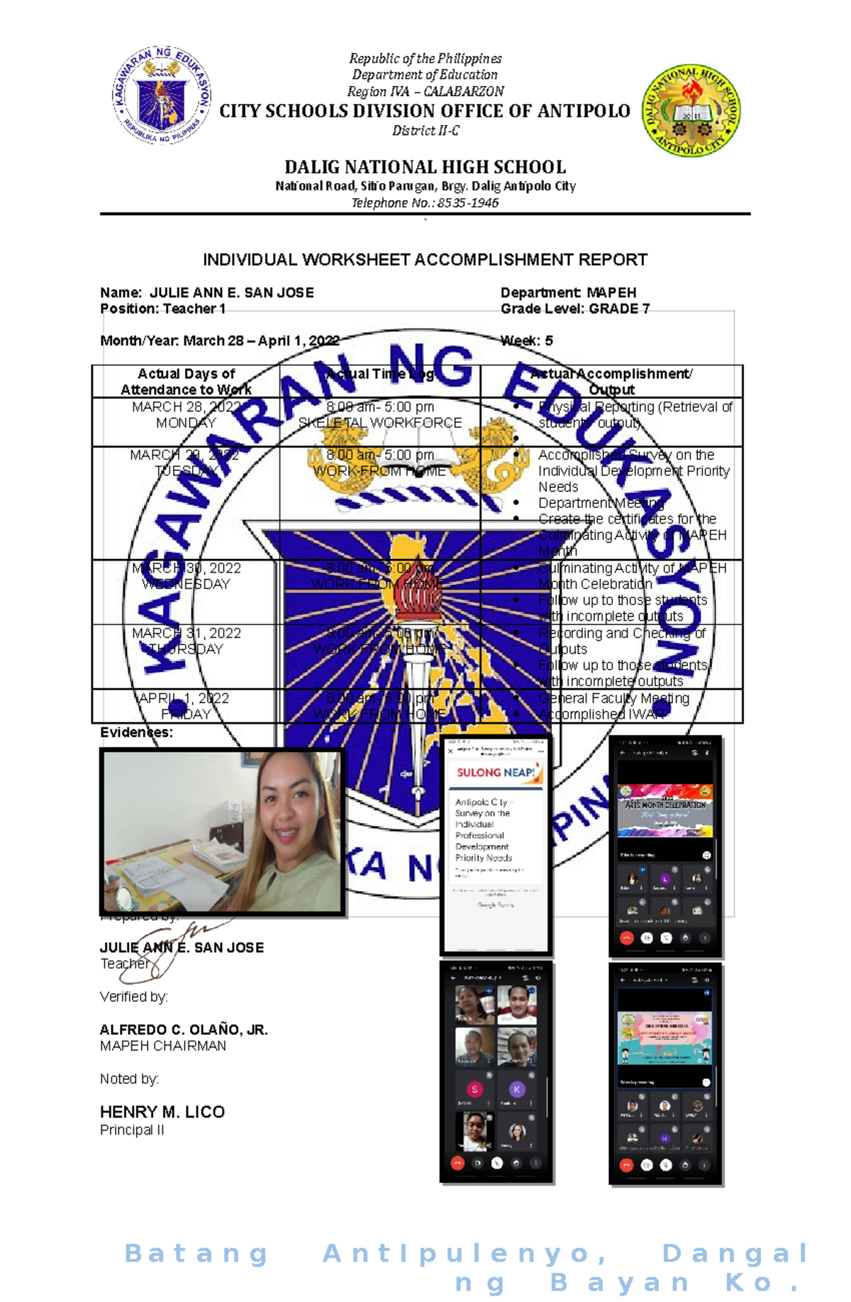 SAN JOSE-IWAR-MAR 28-APR 1 - Republic of the Philippines Department of ...