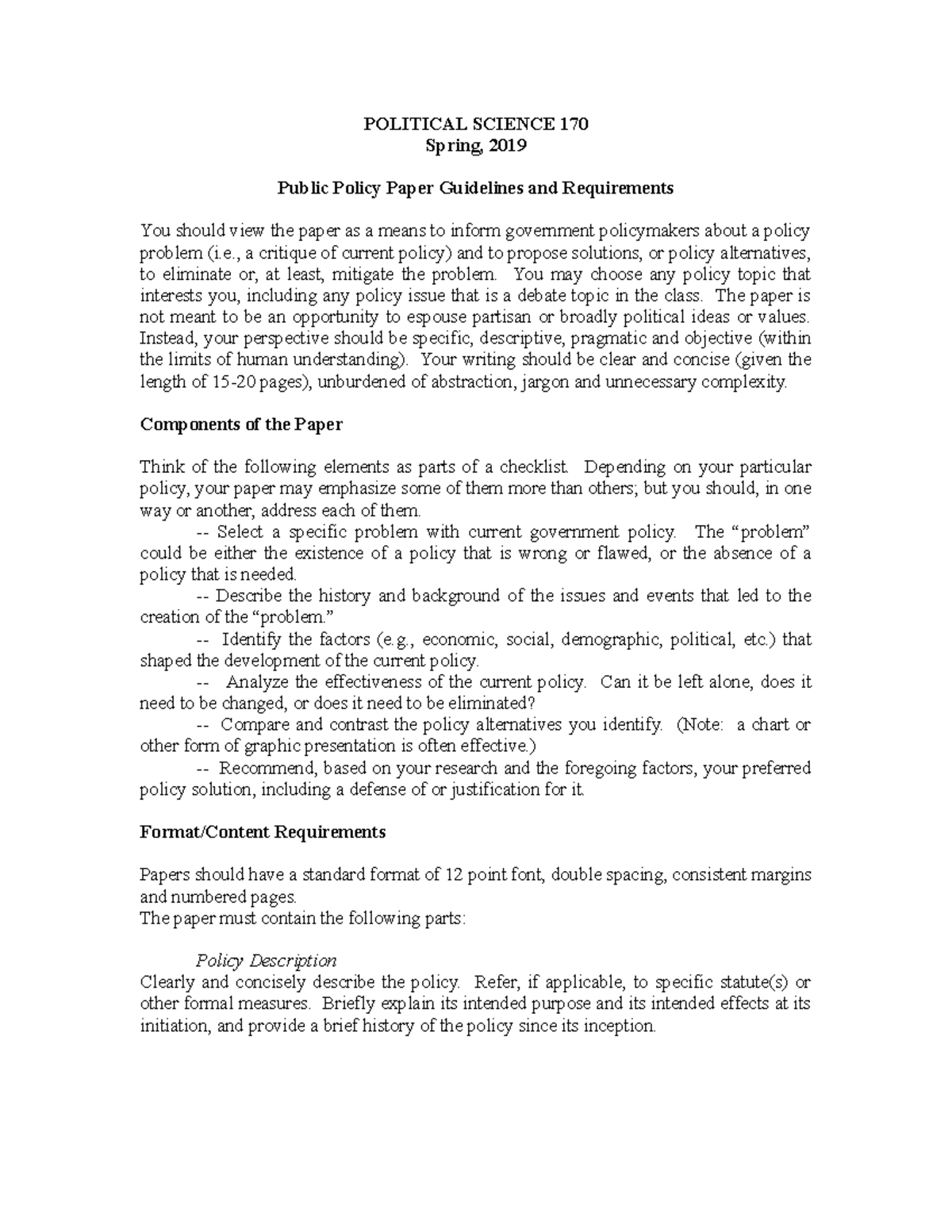 Public Policy Paper Guidelines and Requirements - , a critique of ...