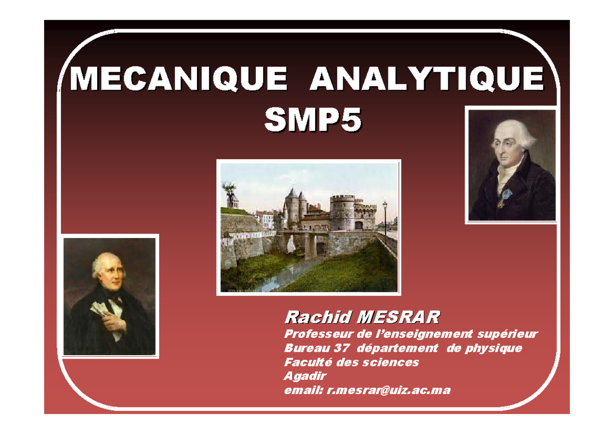 Mécanique analytique et vibration 02 chapitre 3 - - Studocu