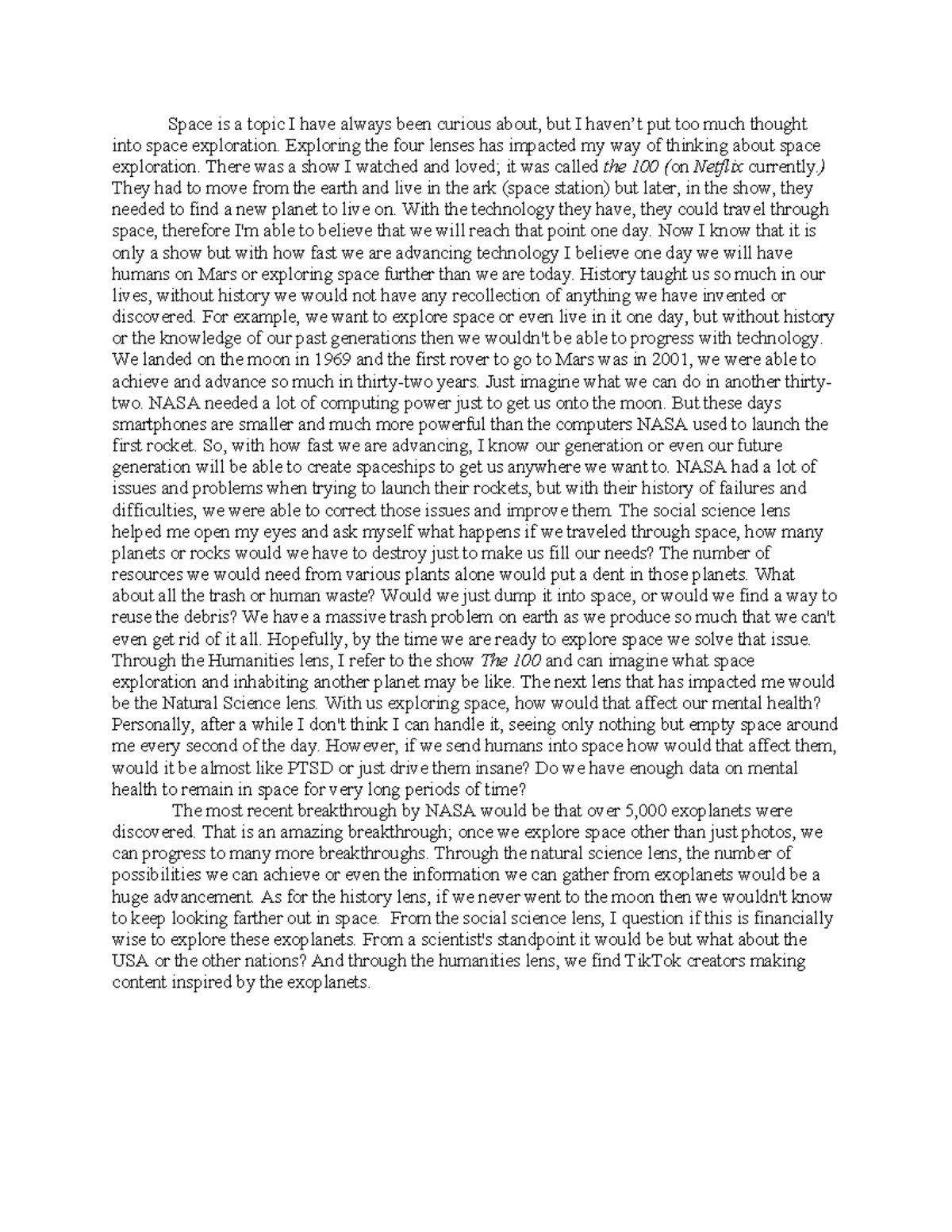 Space is a topic I have always been curious about - Exploring the four ...