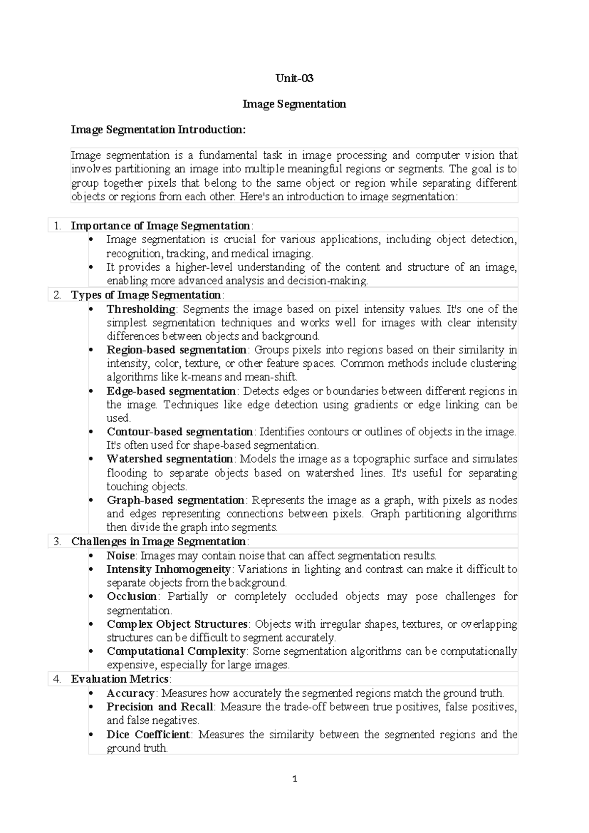 IA Unit-03 - Unit- Image Segmentation Image Segmentation Introduction ...