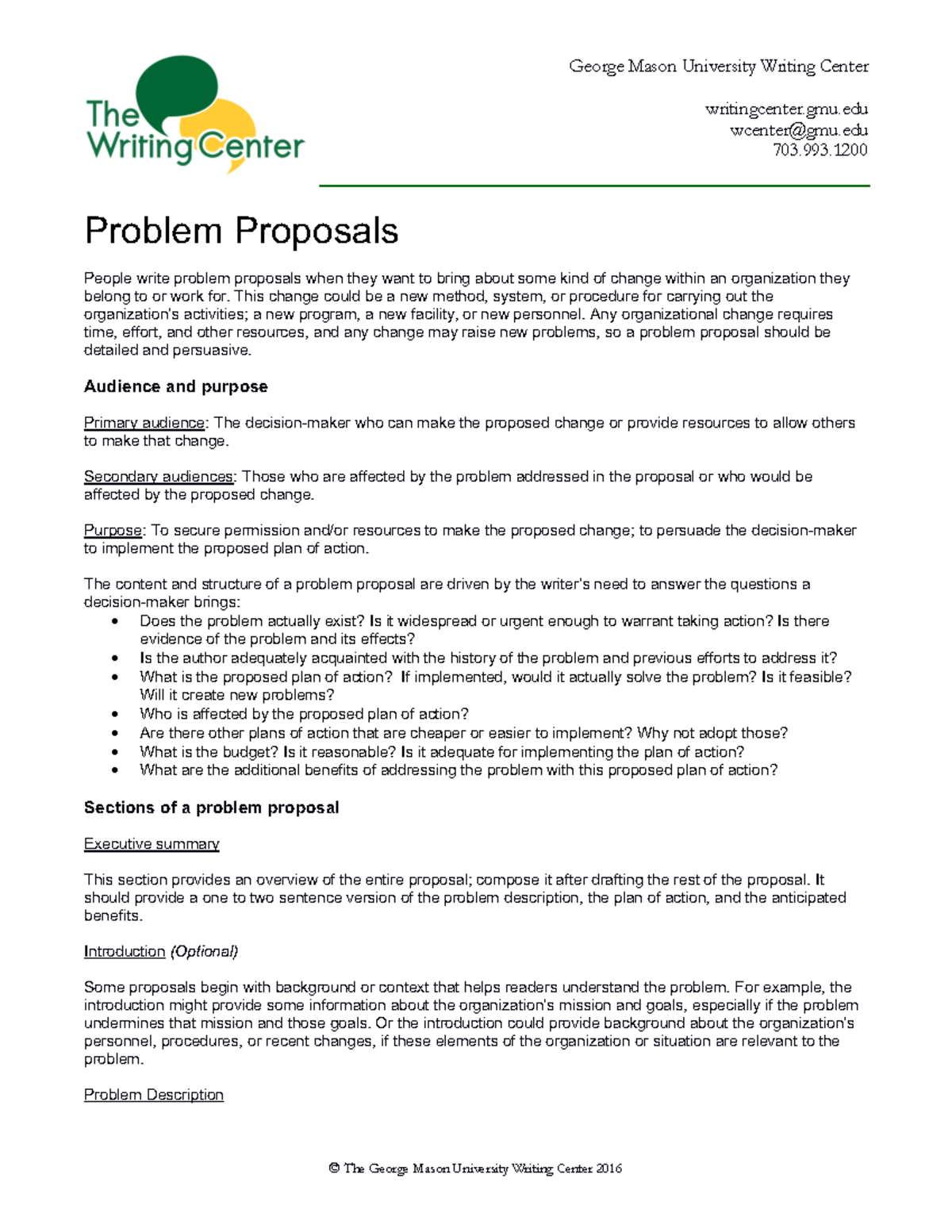 Writing Center Problem Proposals - Studocu