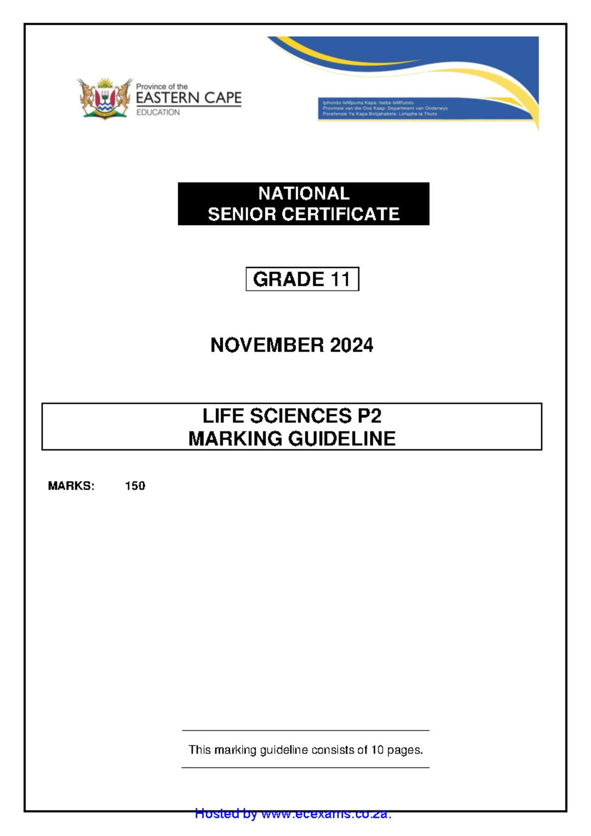 LIFE Sciences P2 GR11 MEMO NOV2024 English watermark - NATIONAL SENIOR CERTIFICATE GRADE 1 1 ...