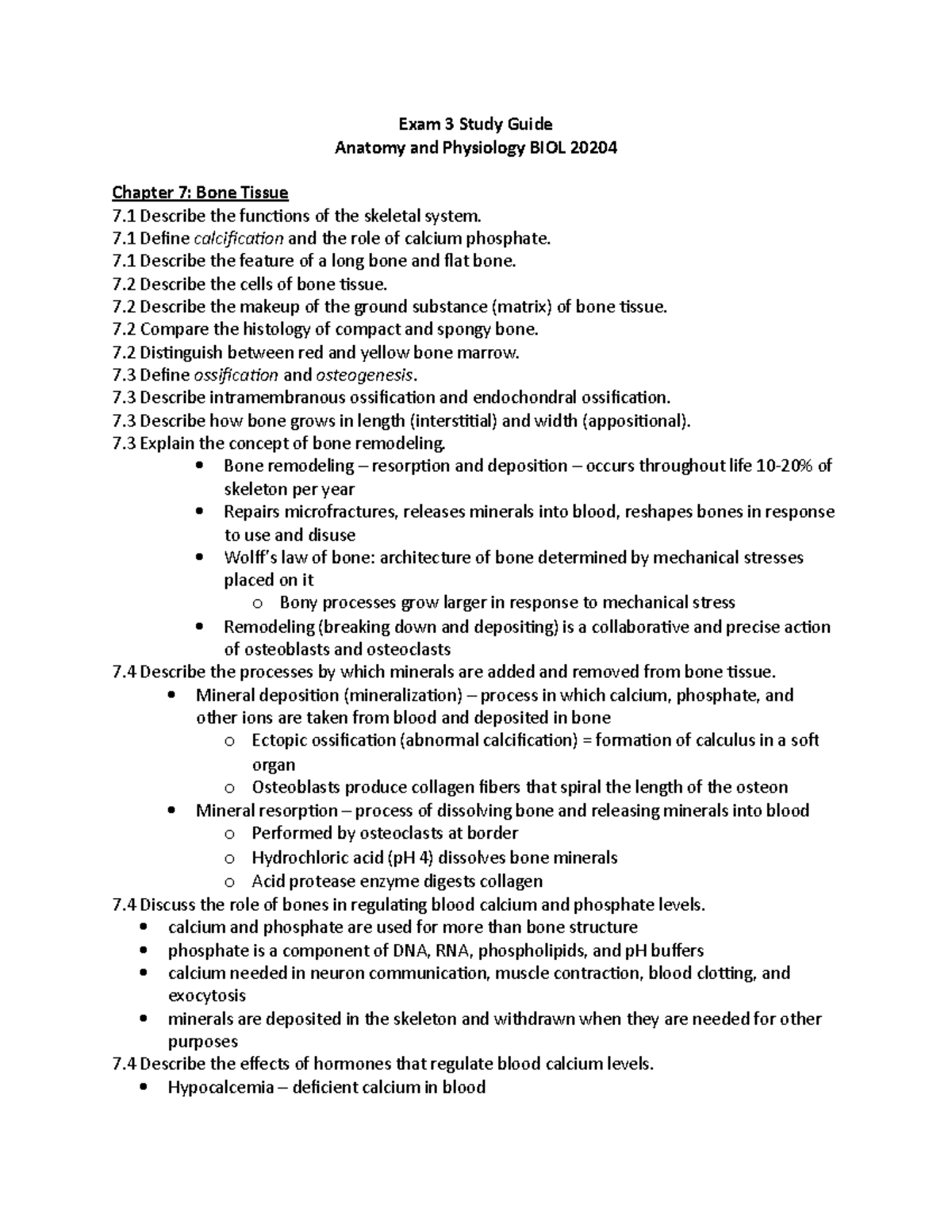 Exam 3 Study Guide - Exam 3 Study Guide Anatomy and Physiology BIOL ...
