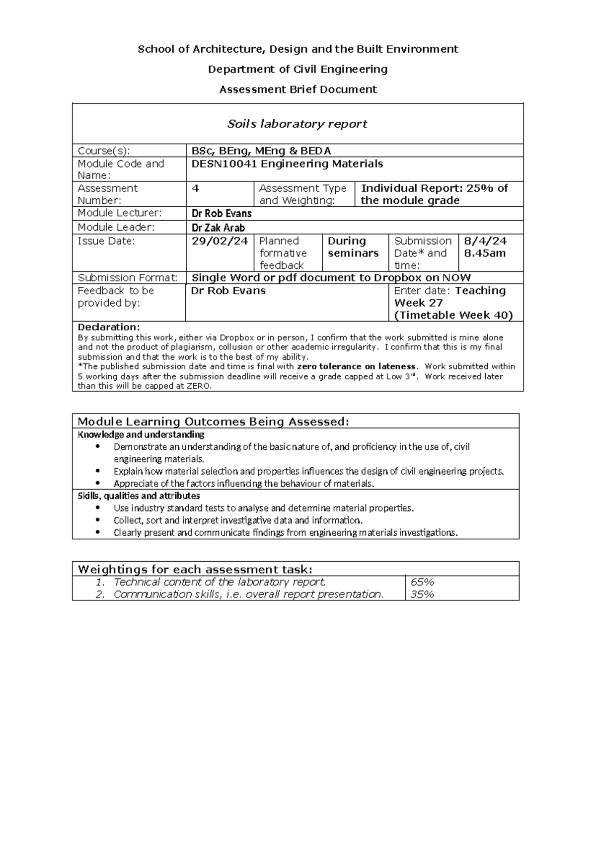 Soils Lab Report brief 2024 - School of Architecture, Design and the ...