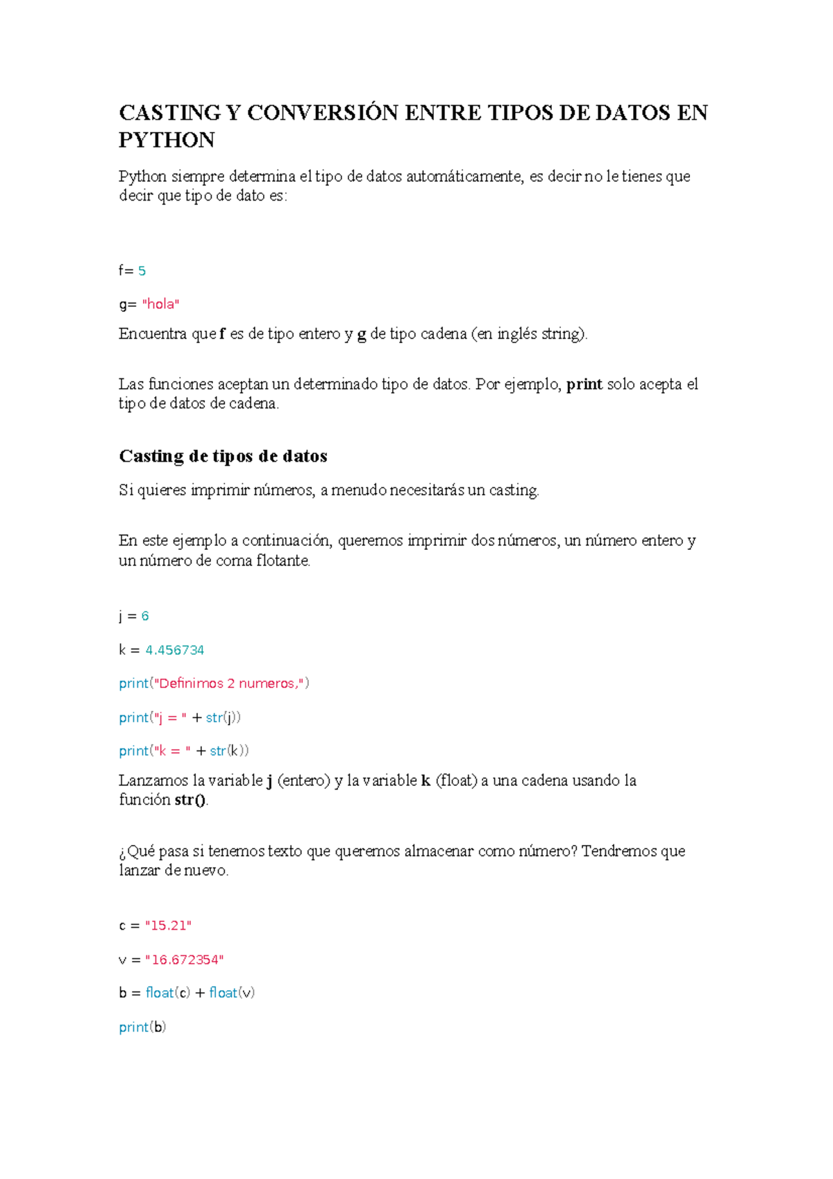 Comandos Phyton - CASTING Y CONVERSIÓN ENTRE TIPOS DE DATOS EN PYTHON ...