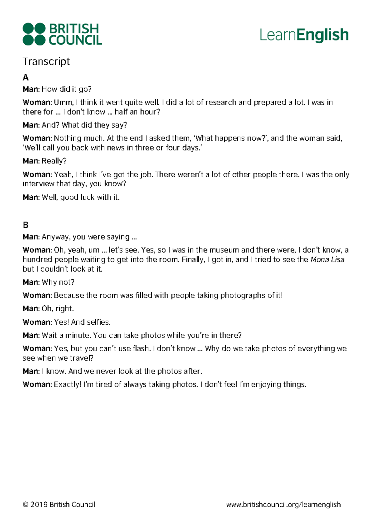 Transcript Four conversations - © 2019 British Council britishcouncil ...