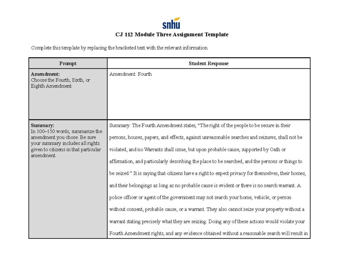3-2 Module Assignment - CJ 112 Module Three Assignment Template Complete this template by ...