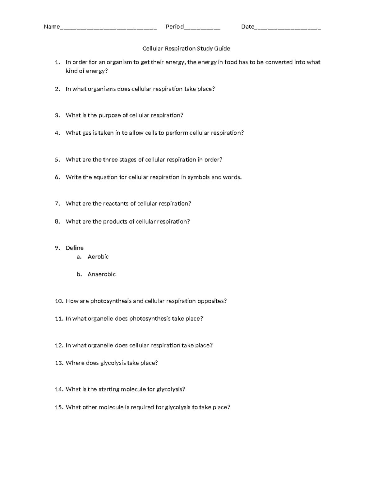 Cellular+Respiration+Study+Guide - Name ...