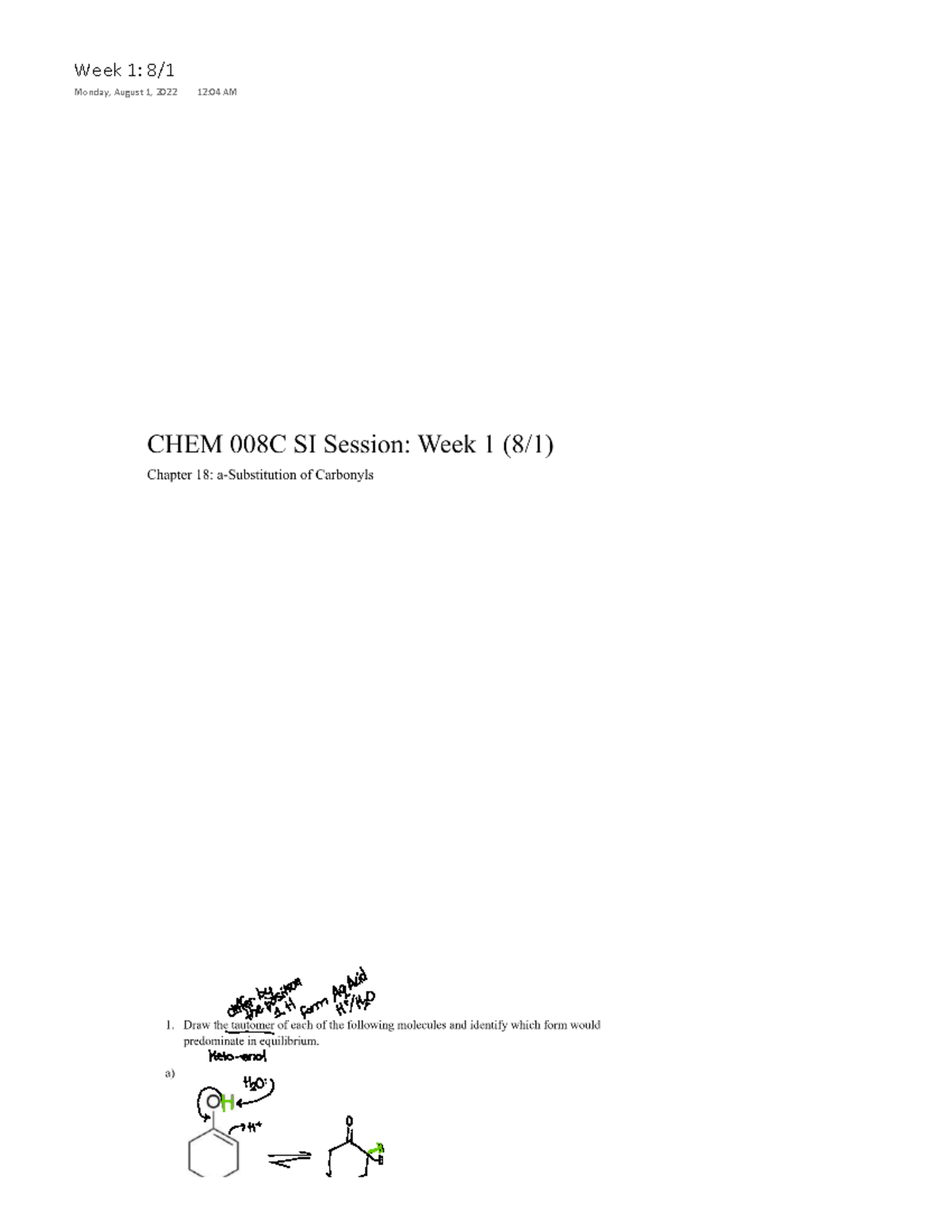 CHEM 8C Week 1, Session 1 annotated copy - CHEM 008C - Week 1: 8 ...