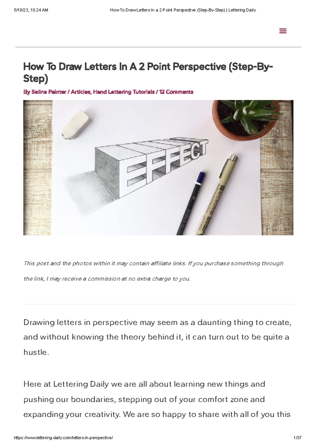 How To Draw Letters In a 2 Point Perspective (Step-By-Step) Lettering ...