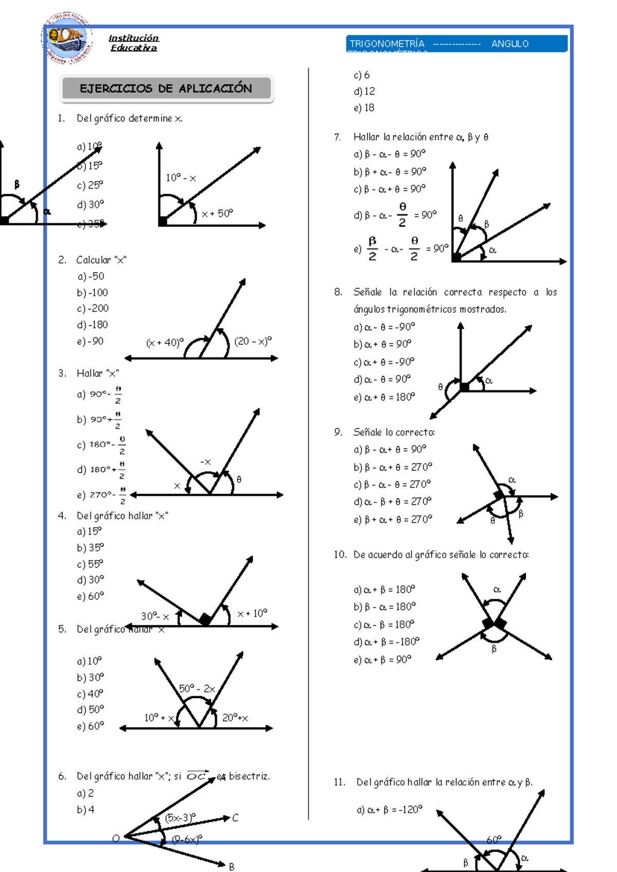 Ángulo Trigonométrico para Cuarto de Secundaria - TRIGONOMETRÍA ...