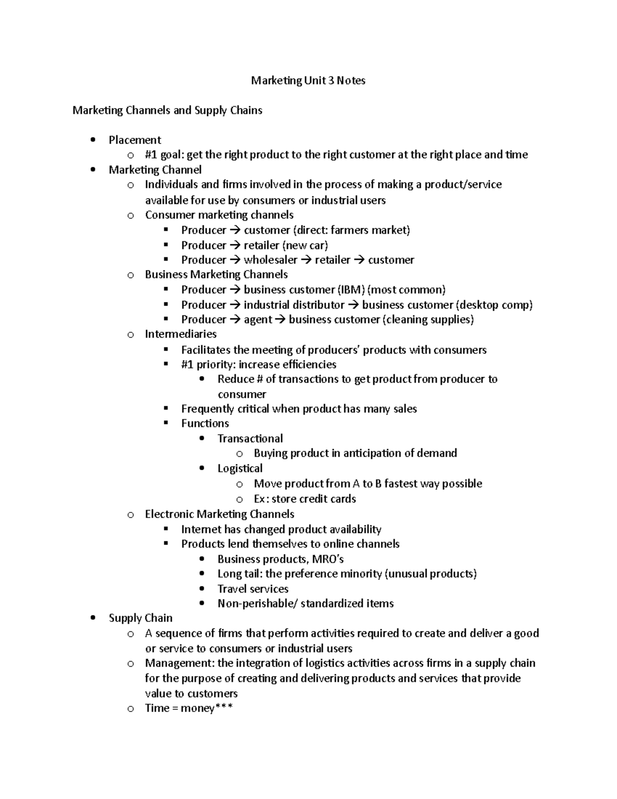 Marketing Exam 3 Notes Typed - Marketing Unit 3 Notes Marketing ...