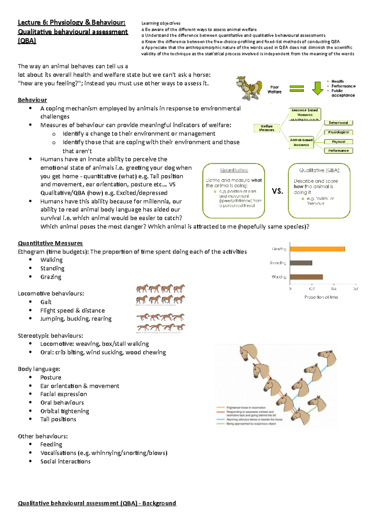 Lecture 6 - QBA - Lecture 6: Physiology & Behaviour: Qualitative behavioural assessment (QBA ...