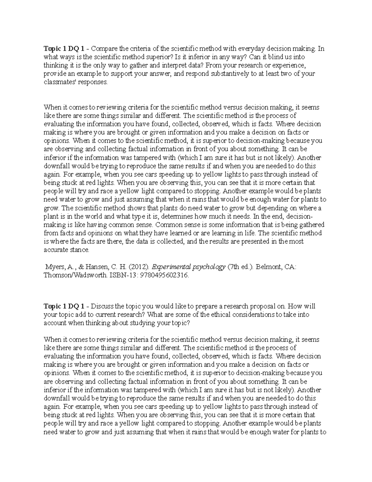 Topic Discussion - all 8 topics 2 discussions per topic - Topic 1 DQ 1 ...