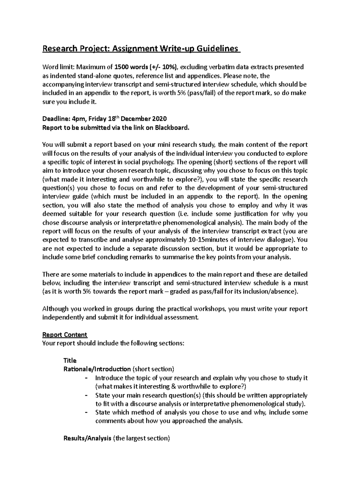 PY2243 Assignment Write Up Guidelines 2020 - Research Project ...