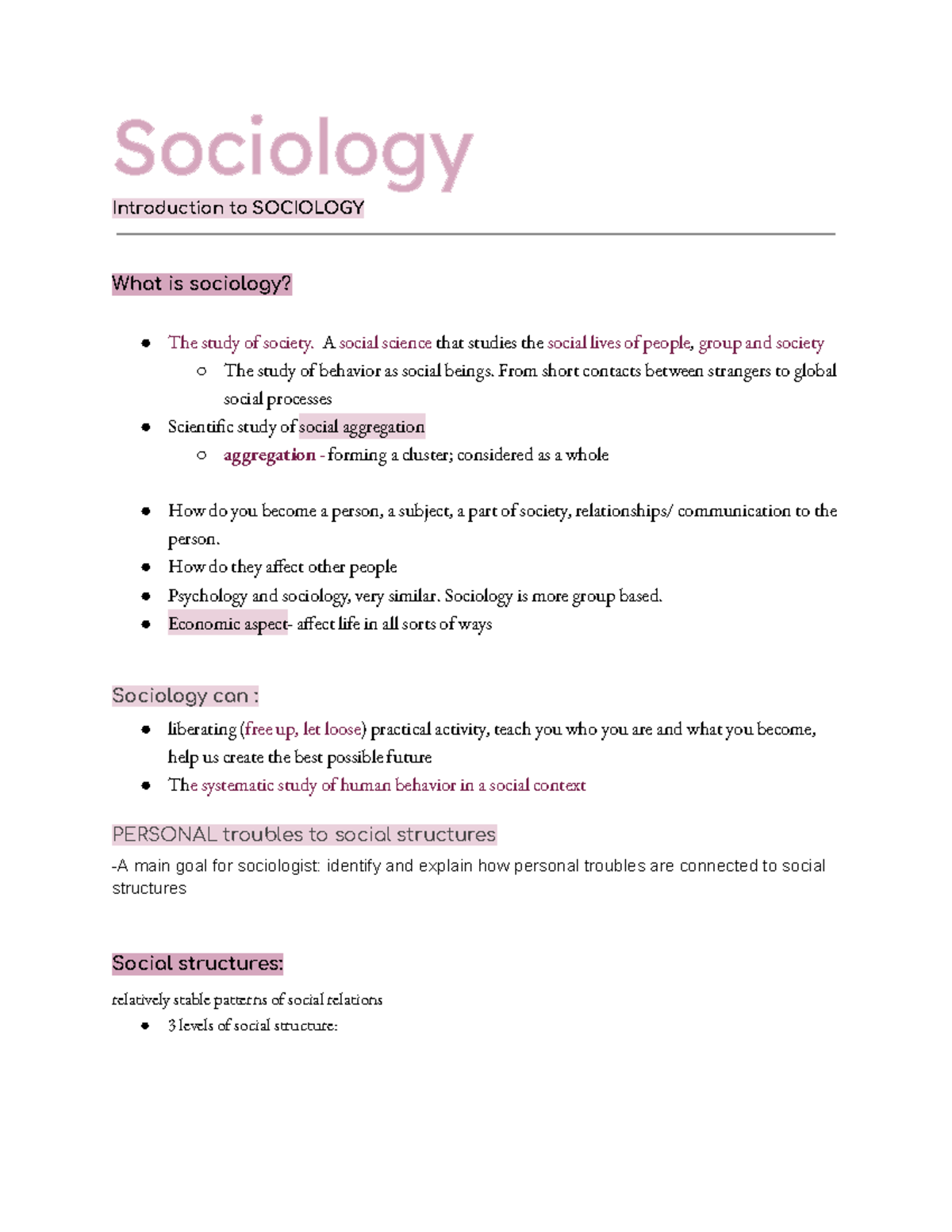 SOC 100- Intro to Sociology - Introduction to SOCIOLOGY What is ...