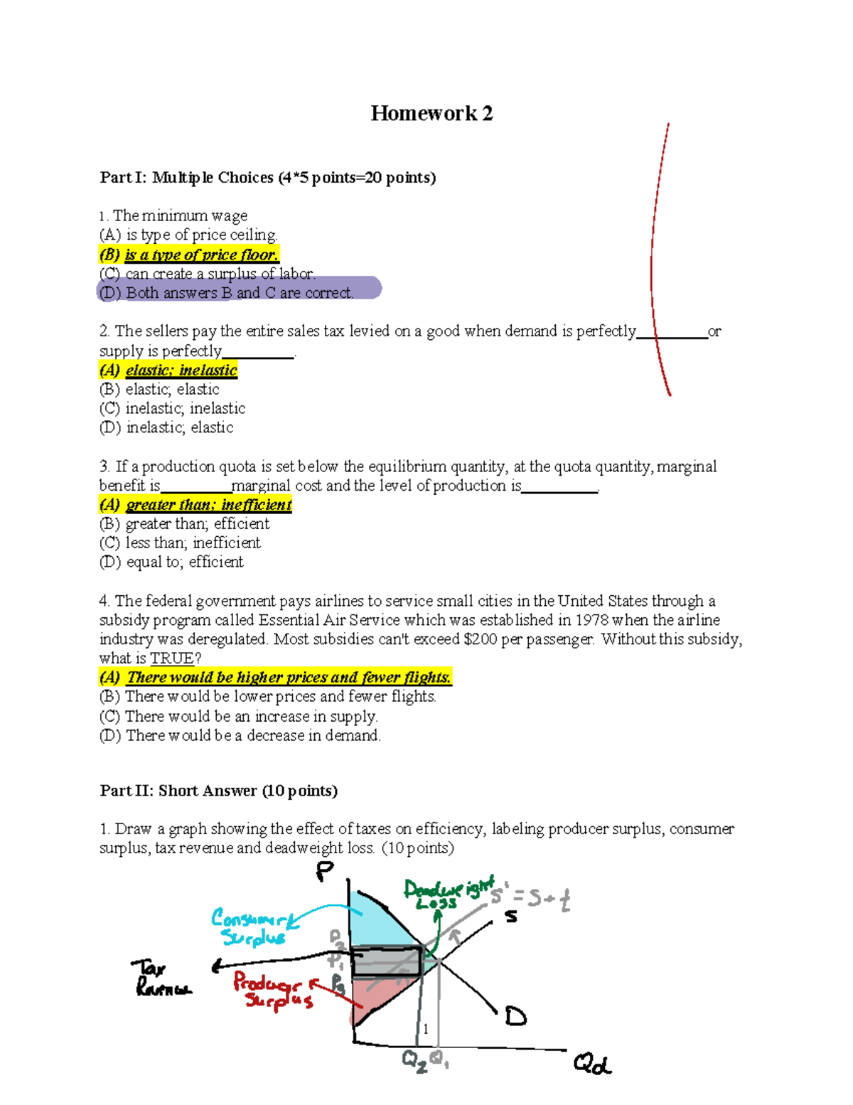 Homework 2 - Dr. Ye Wang - 1 Homework 2 Part I: Multiple Choices (4*5 ...