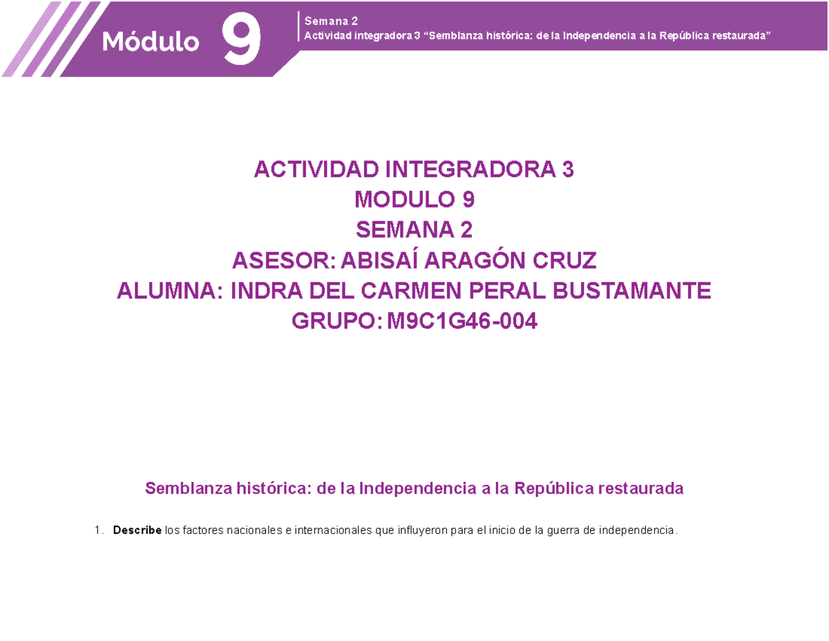 Peralbustamante Indra M9C1G46-004 - ACTIVIDAD INTEGRADORA 3 MODULO 9 ...