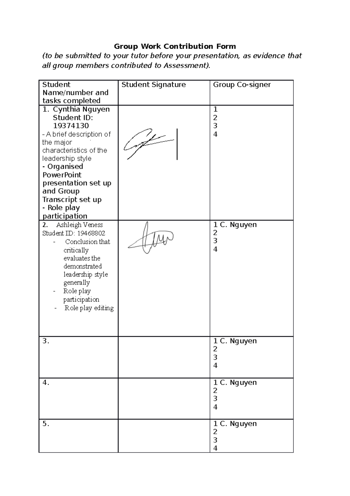 Group Work Contribution Form - 400774 - UWS - Studocu