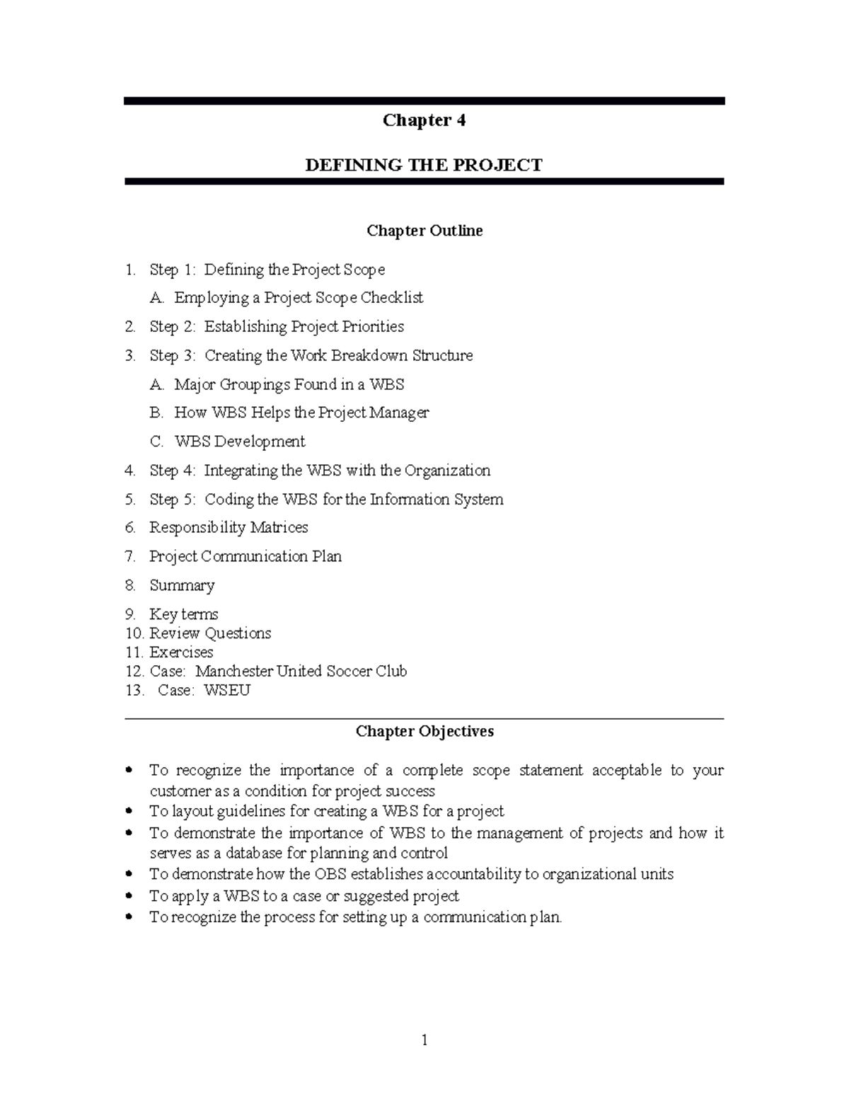 Chapter 4 Exercise - about mos - Chapter 4 DEFINING THE PROJECT Chapter ...